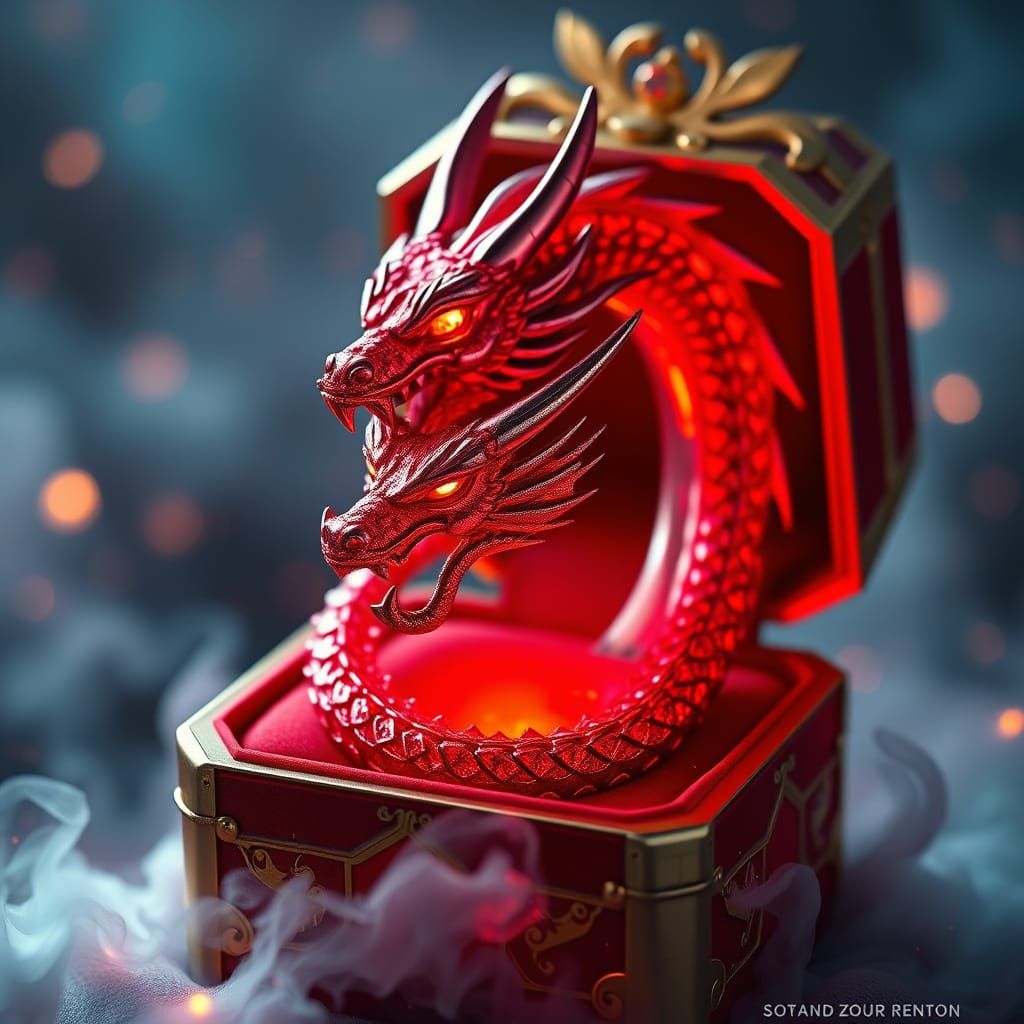 A stunning red dragon shaped ring - Cyberpunk Fantasy Red Dr...