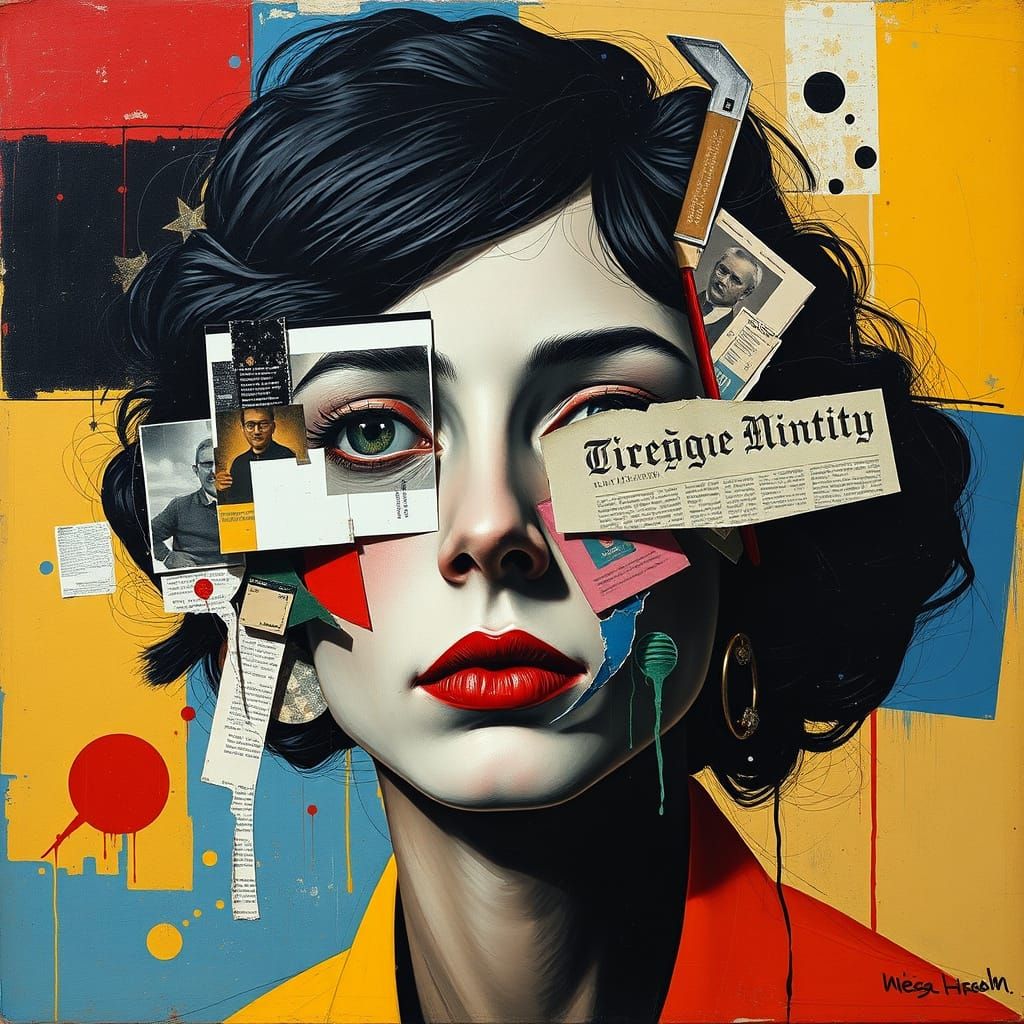 a portrait in Dadaism style - a portrait in Dadaism style