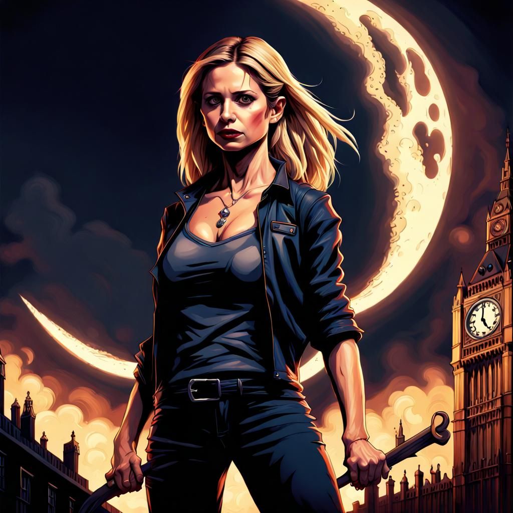 Buffy, vampire slayer, in London - AI Generated Artwork - NightCafe Creator