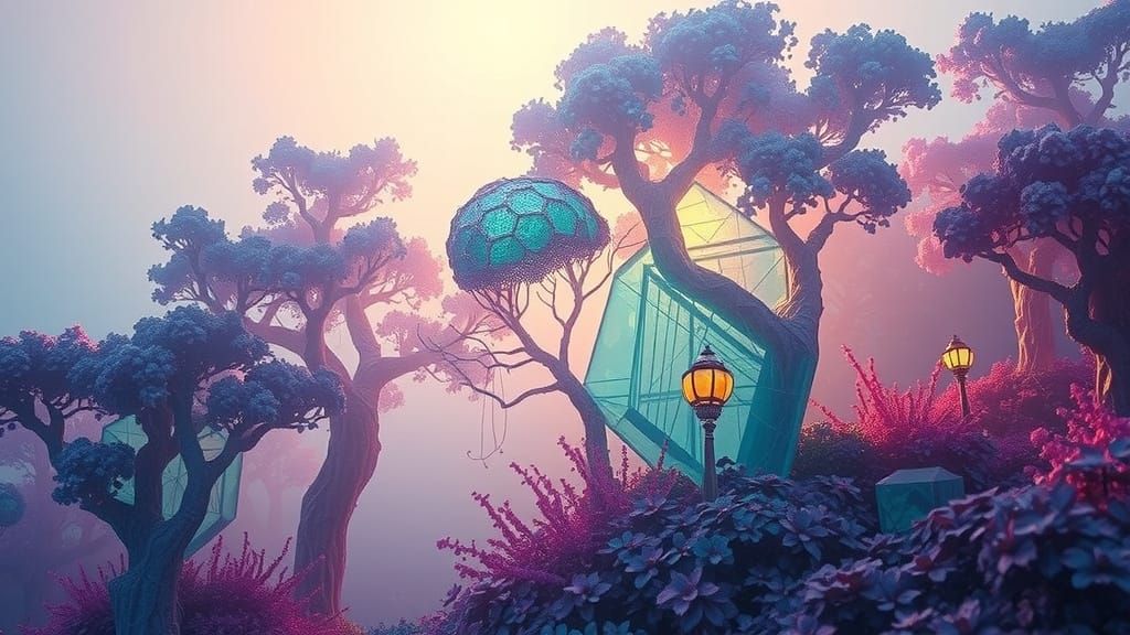 Surreal Gemstone Forest in a Dreamlike Atmosphere - AI Art