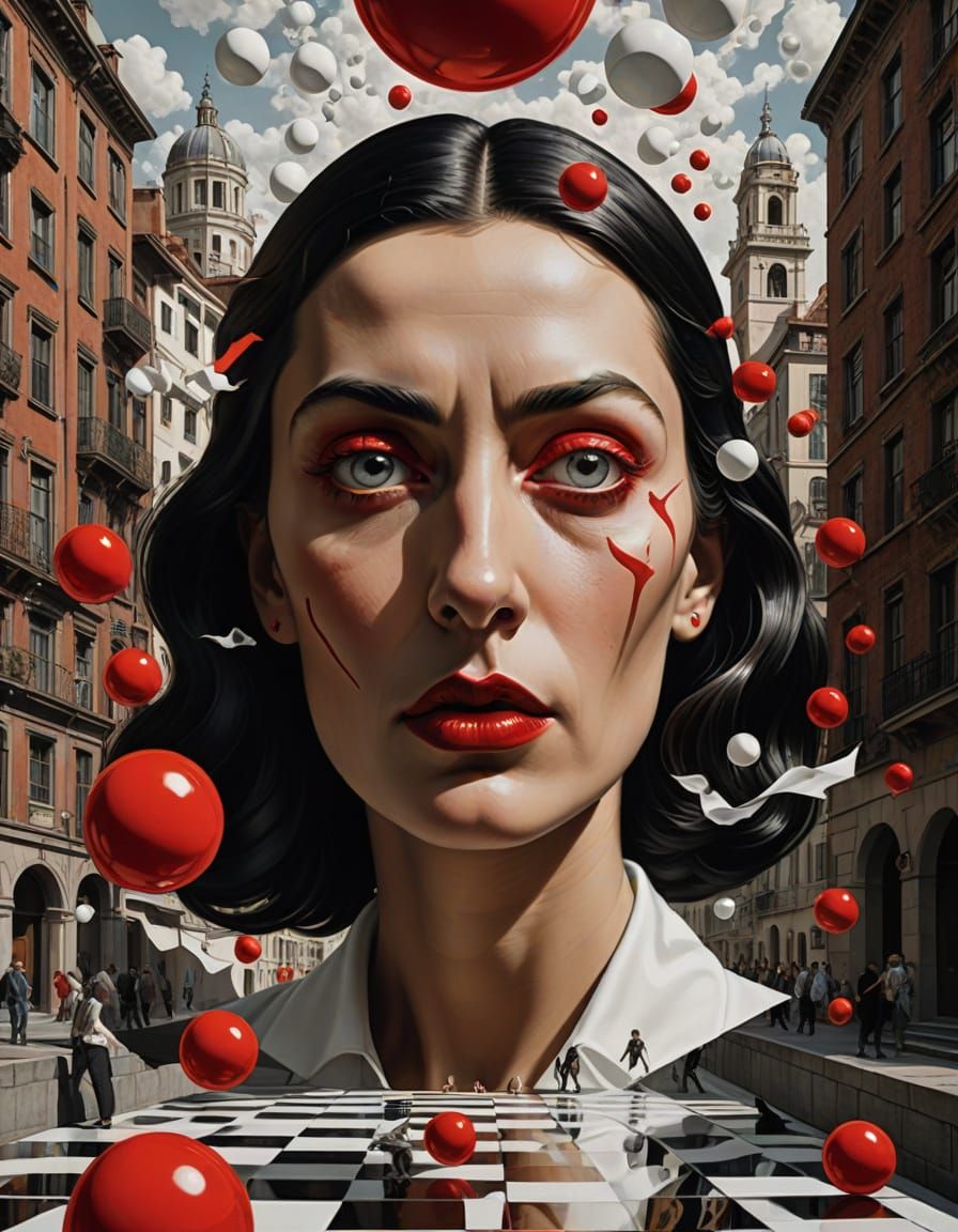 hyper-realistic woman, grounded in optical illusion and precise ...