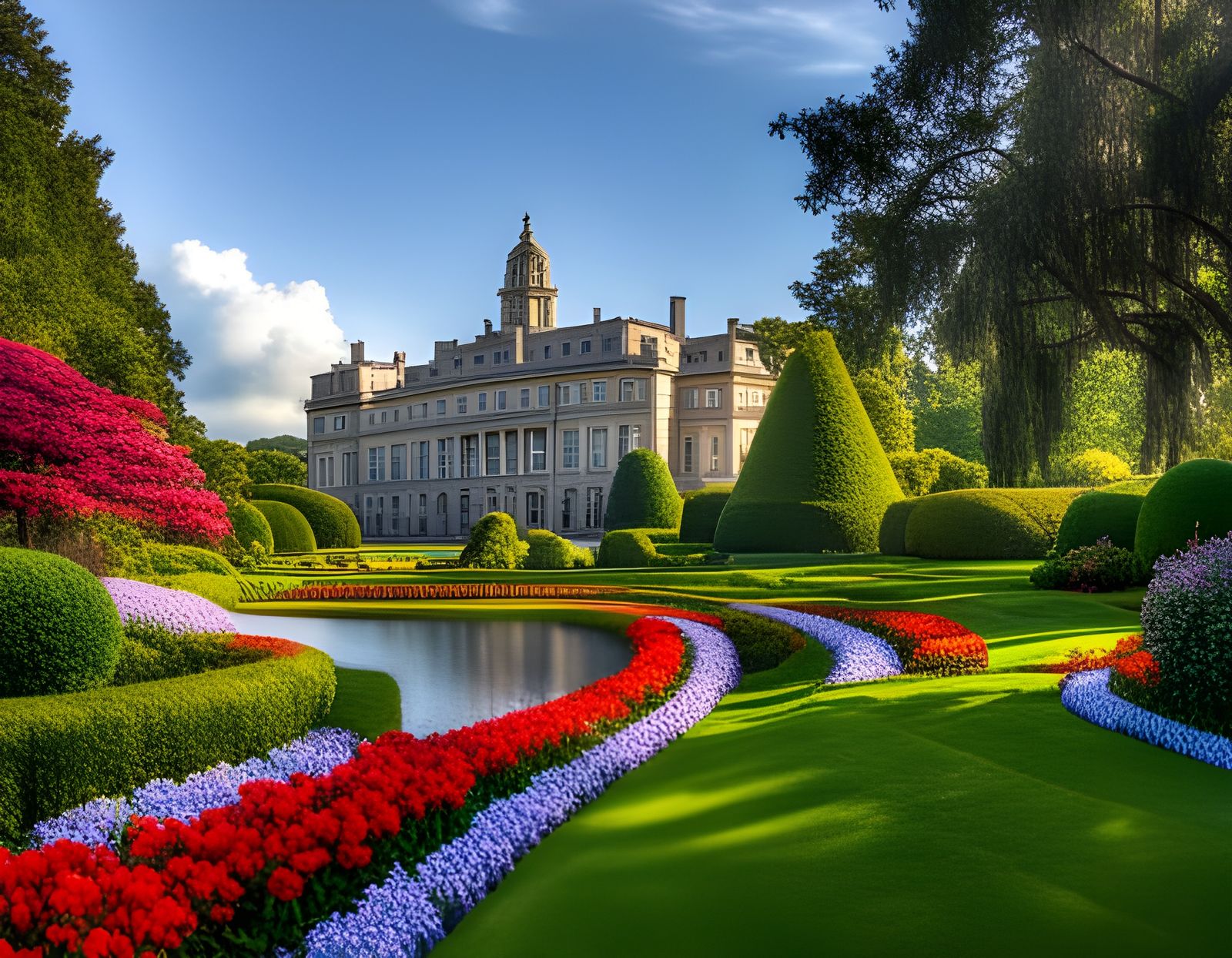 A Regency Mansion Garden - AI Generated Artwork - NightCafe Creator