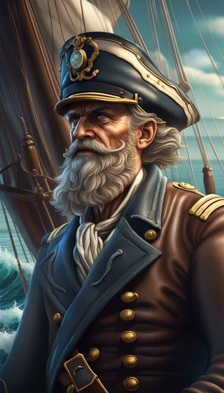 The sea captain photorealistic intricately detailed HDR detailed ...