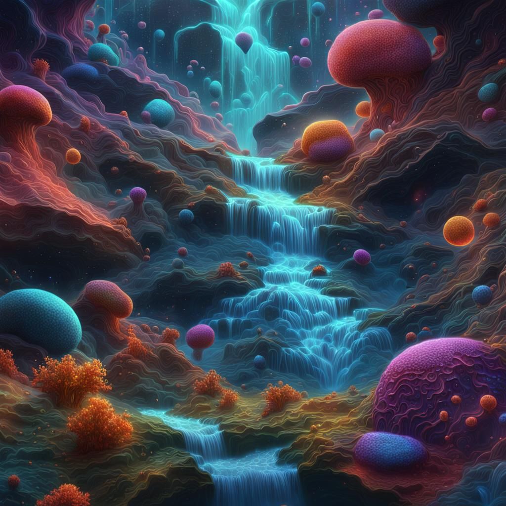 Waterfall on an alien planet - AI Generated Artwork - NightCafe Creator