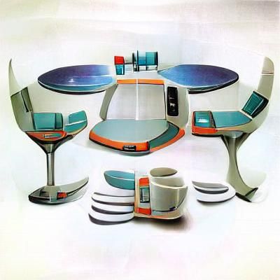 Retrofuturist Dining Set - AI Generated Artwork - NightCafe Creator