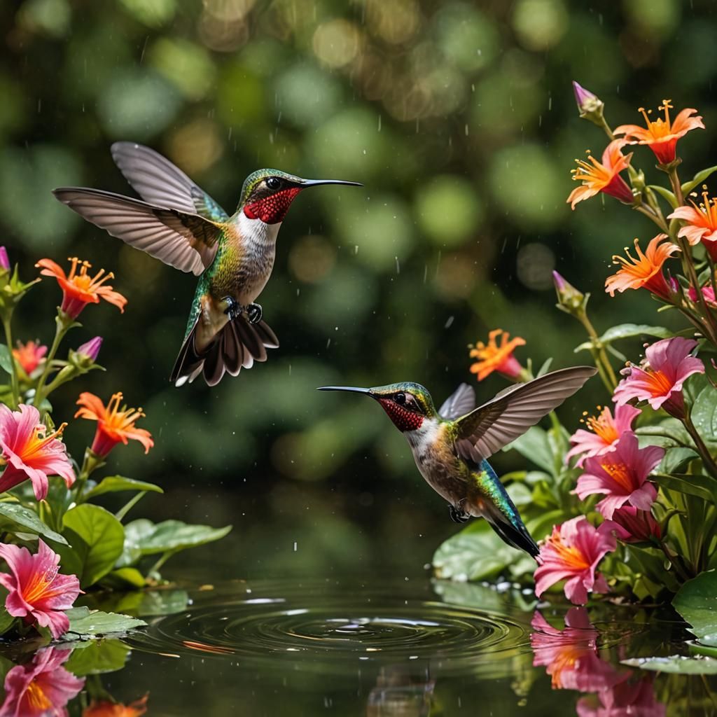 Hummingbirds - AI Generated Artwork - NightCafe Creator