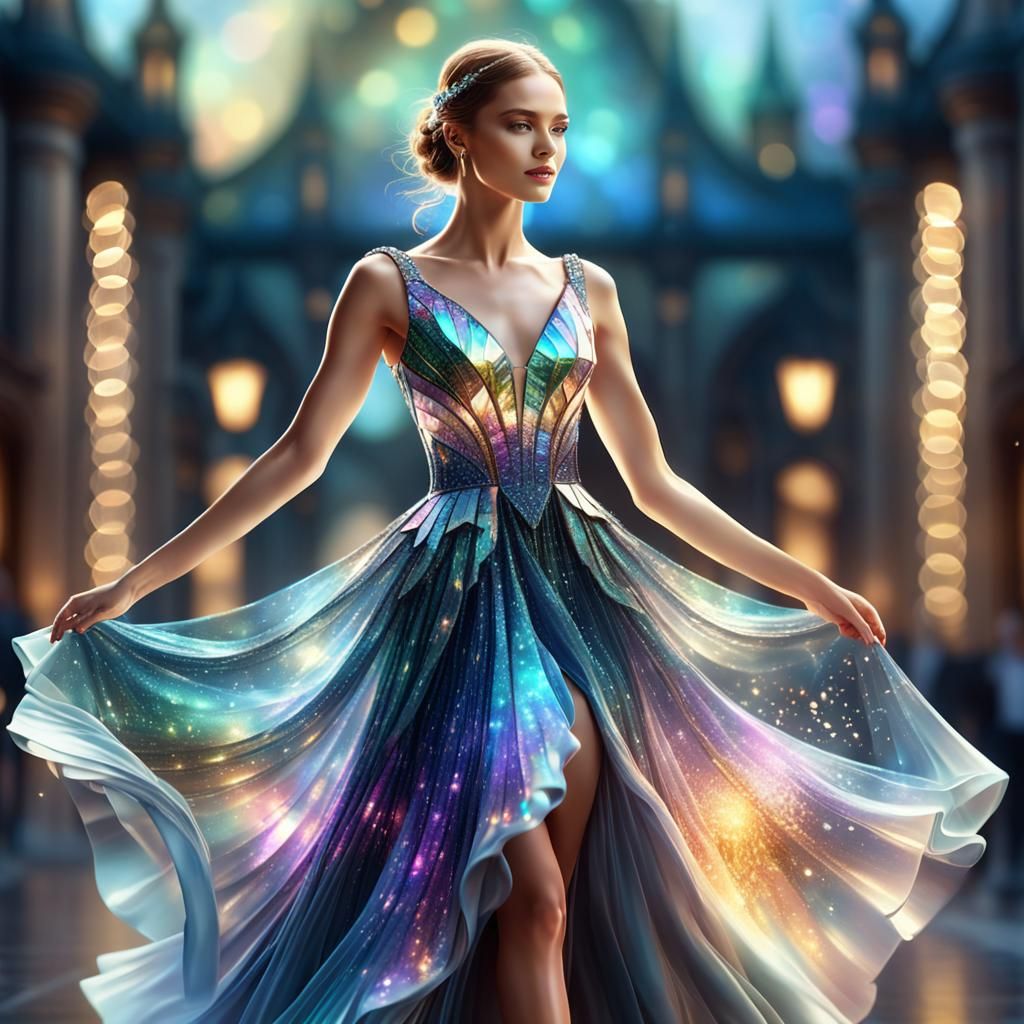 Beautiful and elegant woman wearing a glass dress - AI Generated ...