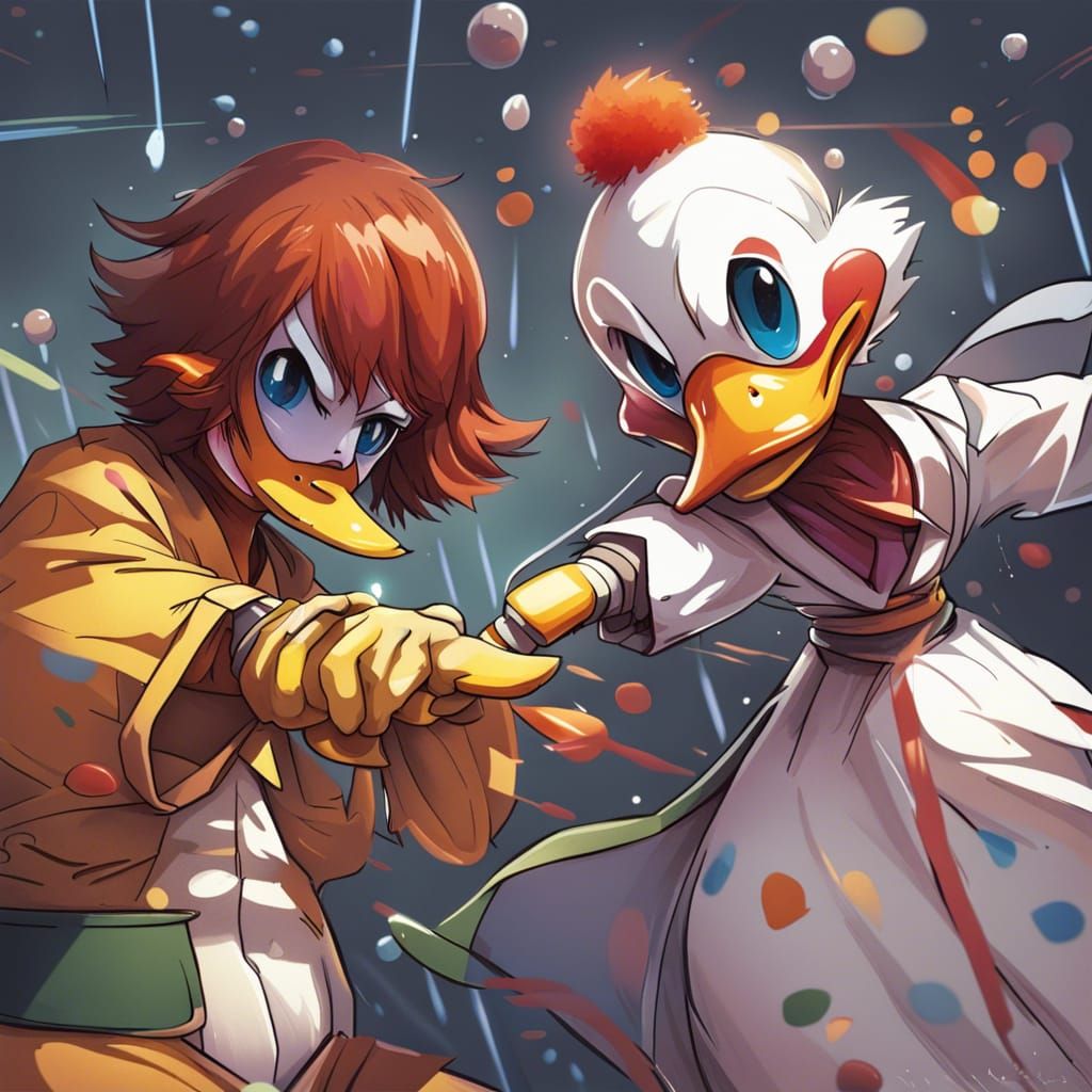 fighting clown ducks - AI Generated Artwork - NightCafe Creator