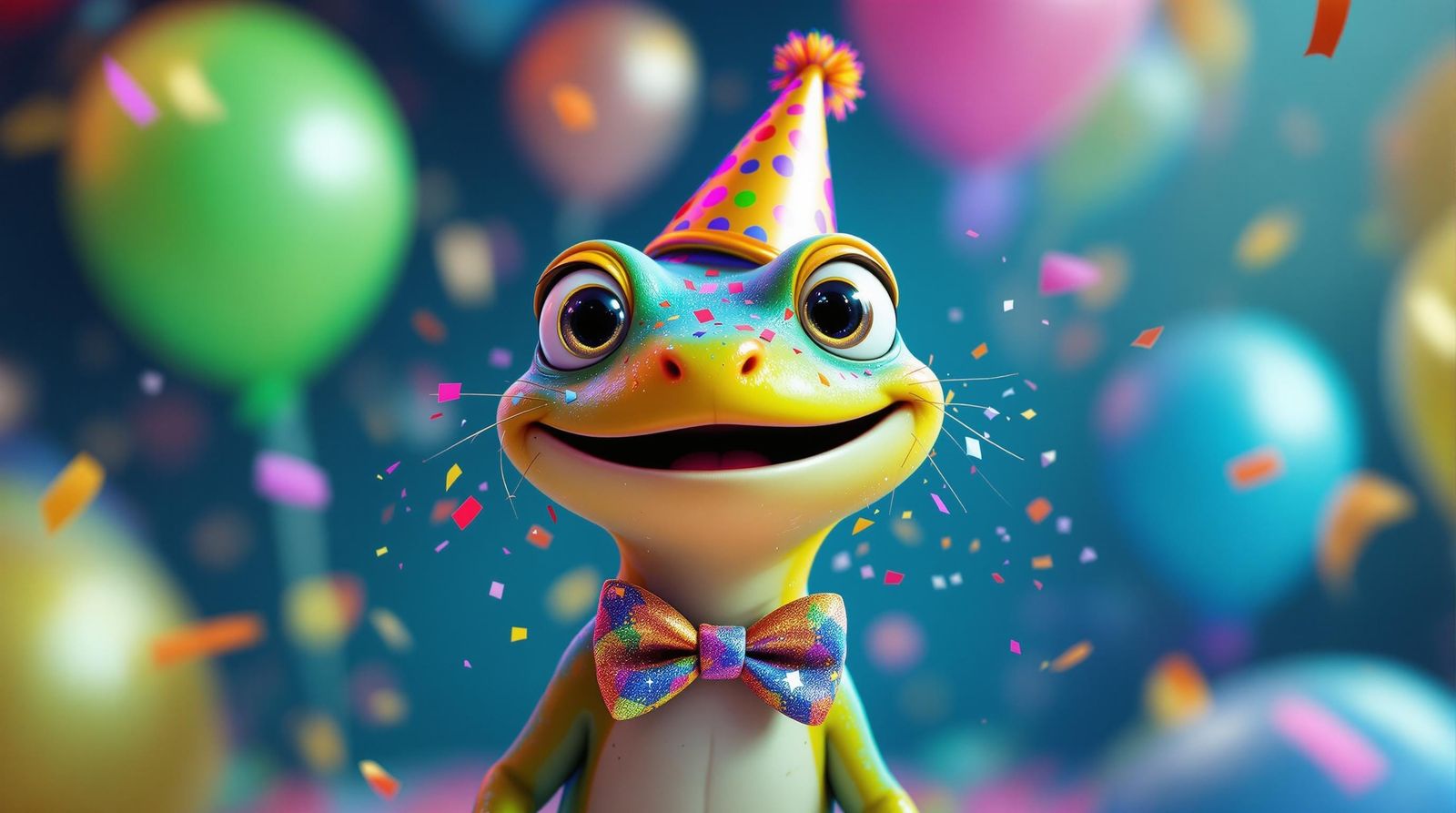 Happy Newt Year! - Newt in Party Attire Celebrates New Year