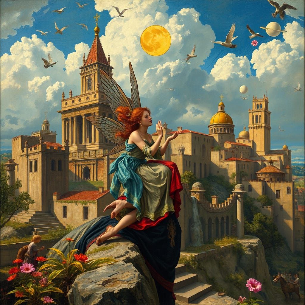 Baroque Weeping Fairy Amidst Ancient Ruins - AI Art