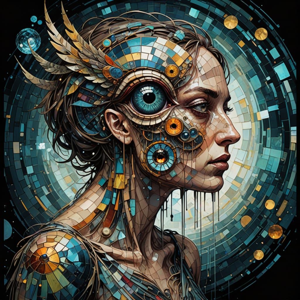 Cubist Bird Monster in Profile with Grotesque Eyeb... - AI Art