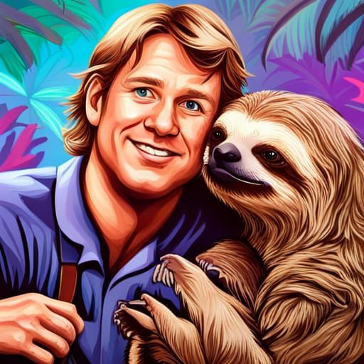 Steve Irwin with a sloth : r/nightcafe
