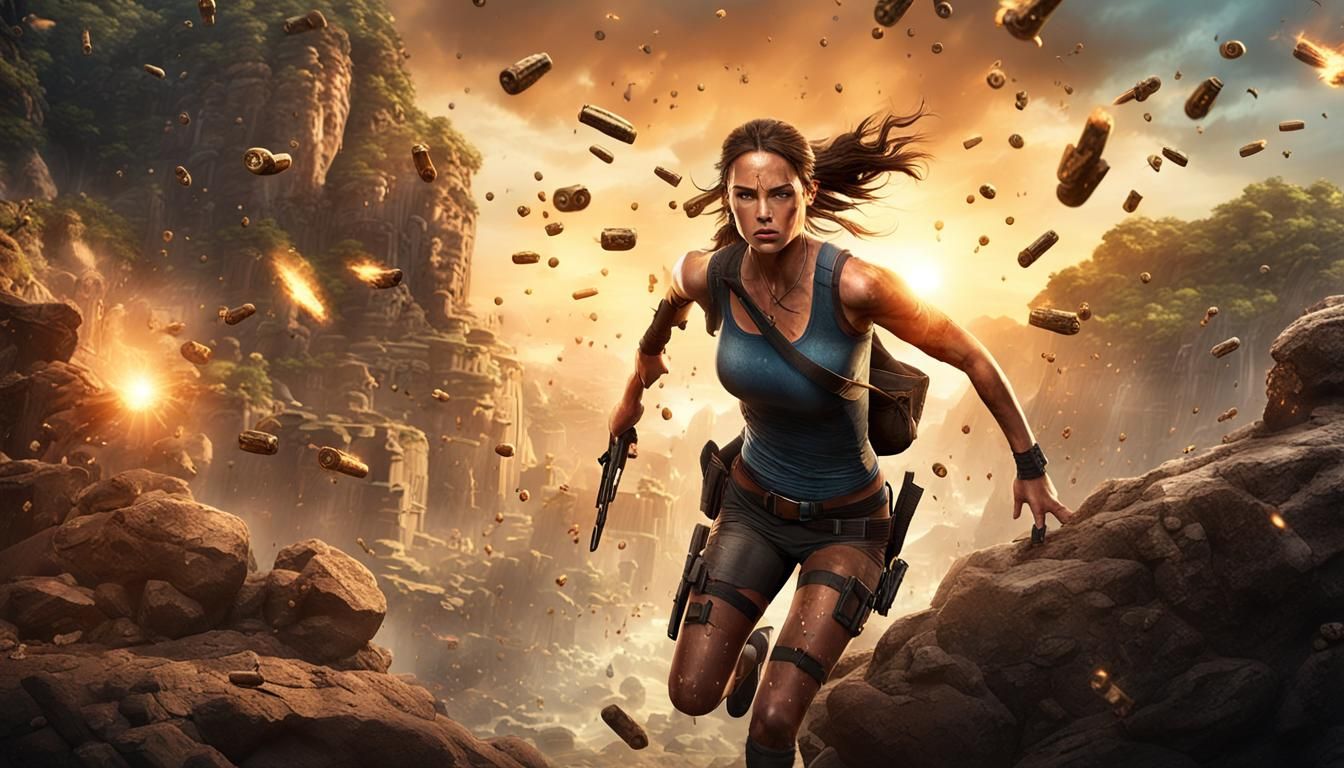 Lara Croft án action - AI Generated Artwork - NightCafe Creator