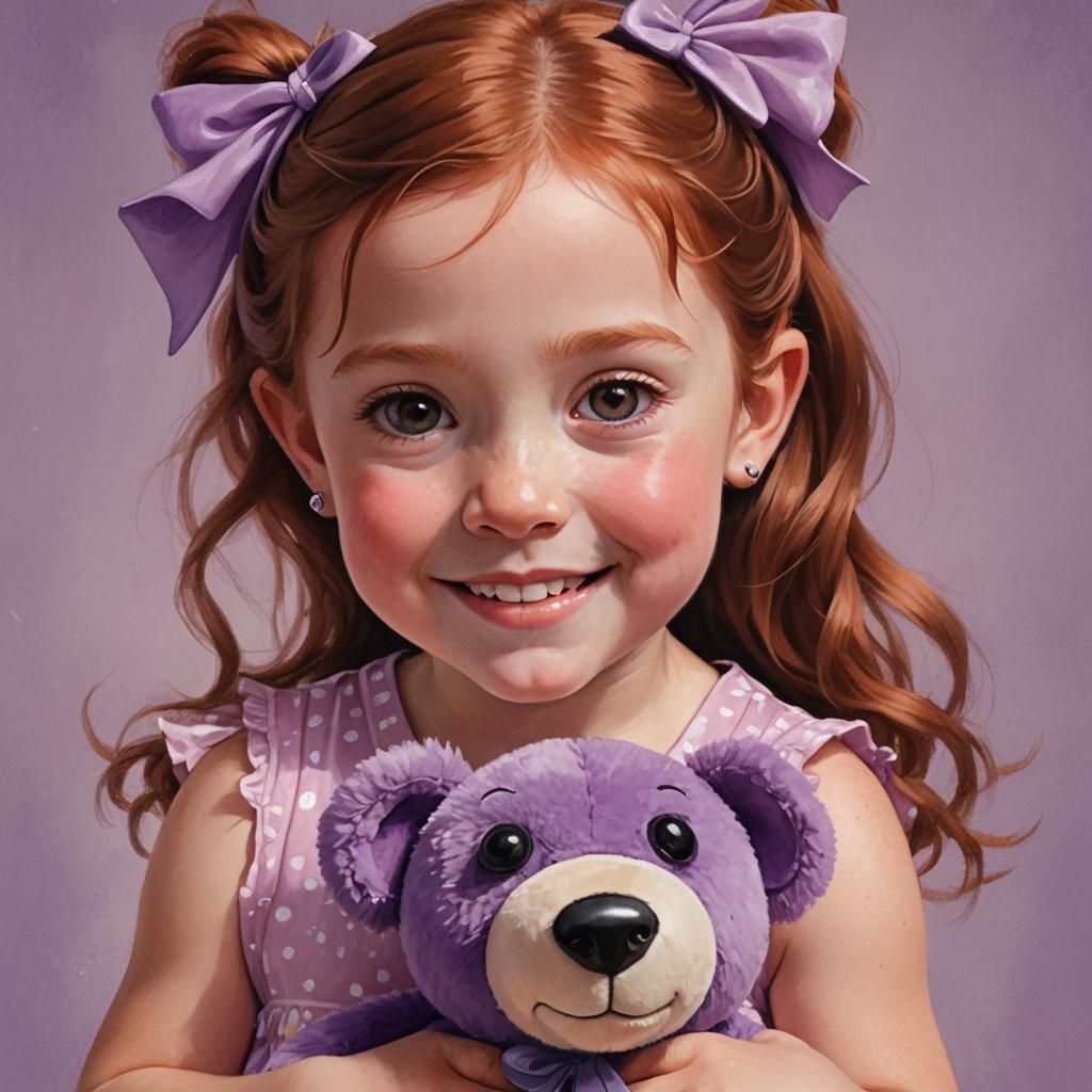 A beautiful five year old red-haired girl with chocolate brown eyes and ...