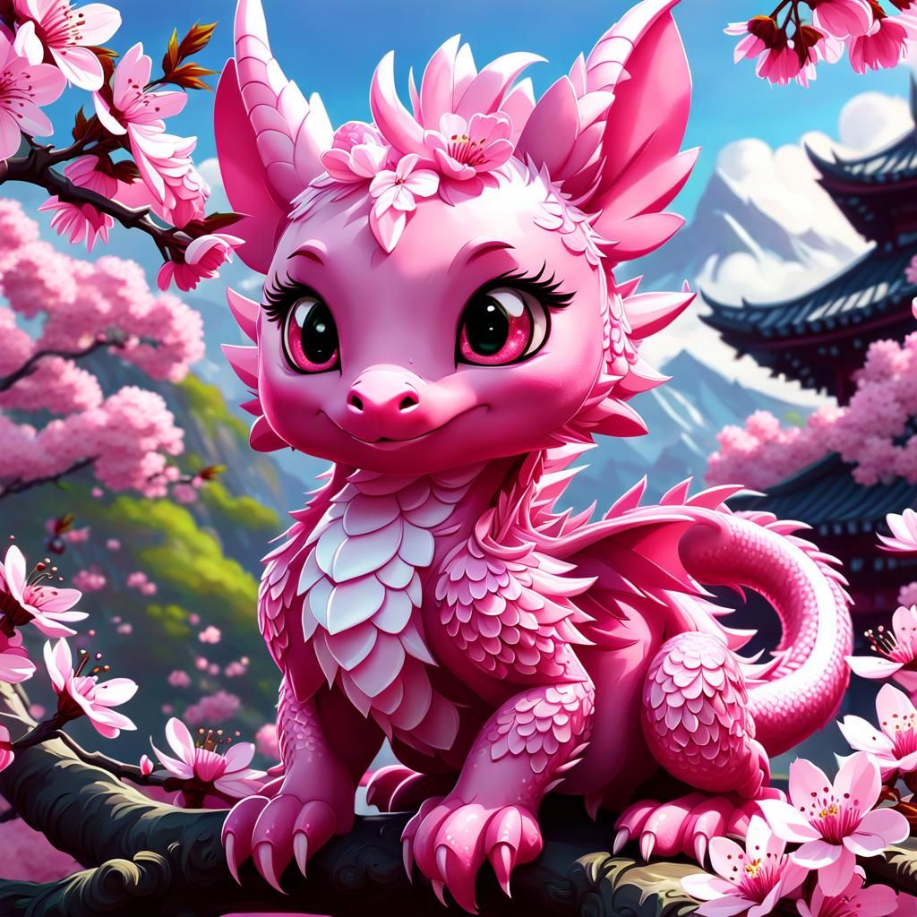 Chibi Pink Dragon - AI Generated Artwork - NightCafe Creator