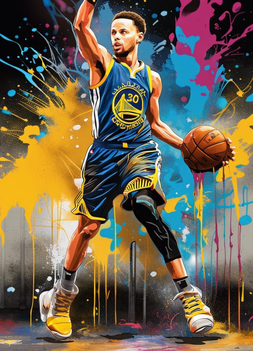 Vibrant Cartoon Steph Curry - AI Generated Artwork - NightCafe Creator