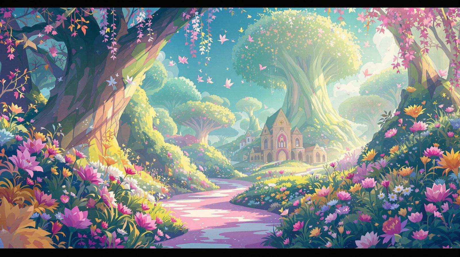 My Happy Place - Whimsical 2D Cartoon Landscape in a Bright ...
