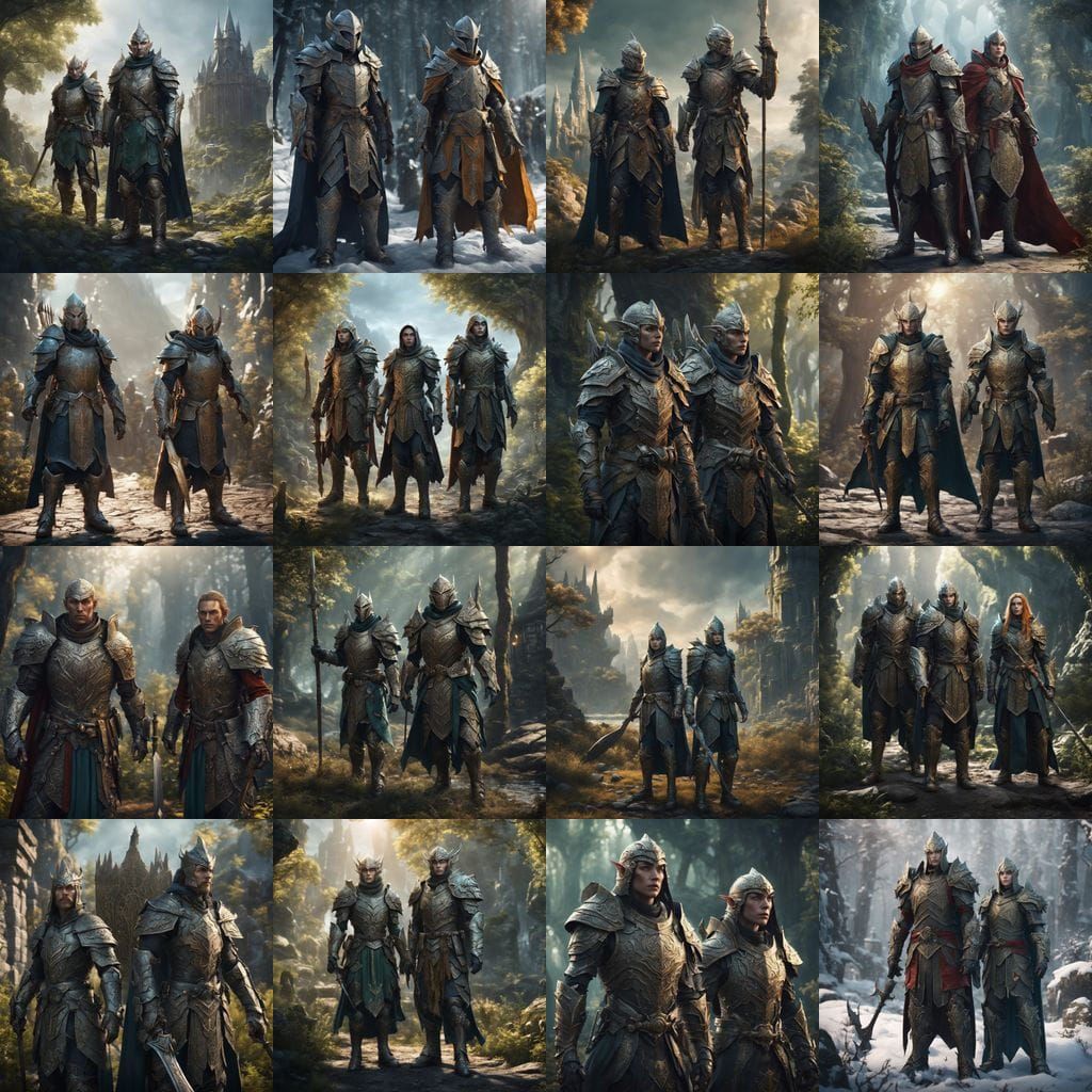 Fantastical Elven Guards in Armor - Intricately De... - AI Art