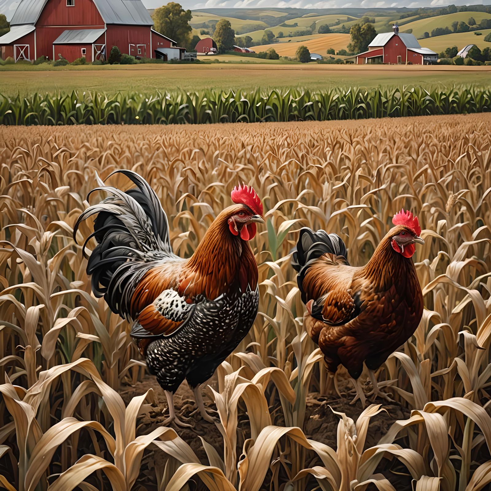 RED_BARN_CHICKENS_24 - AI Generated Artwork - NightCafe Creator