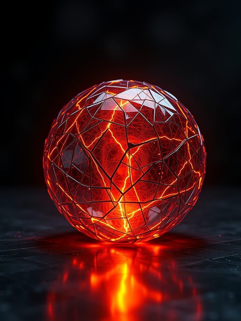 Glowing Crystal Ruby Sphere in a Dark, Cosmic Abys... - AI Art