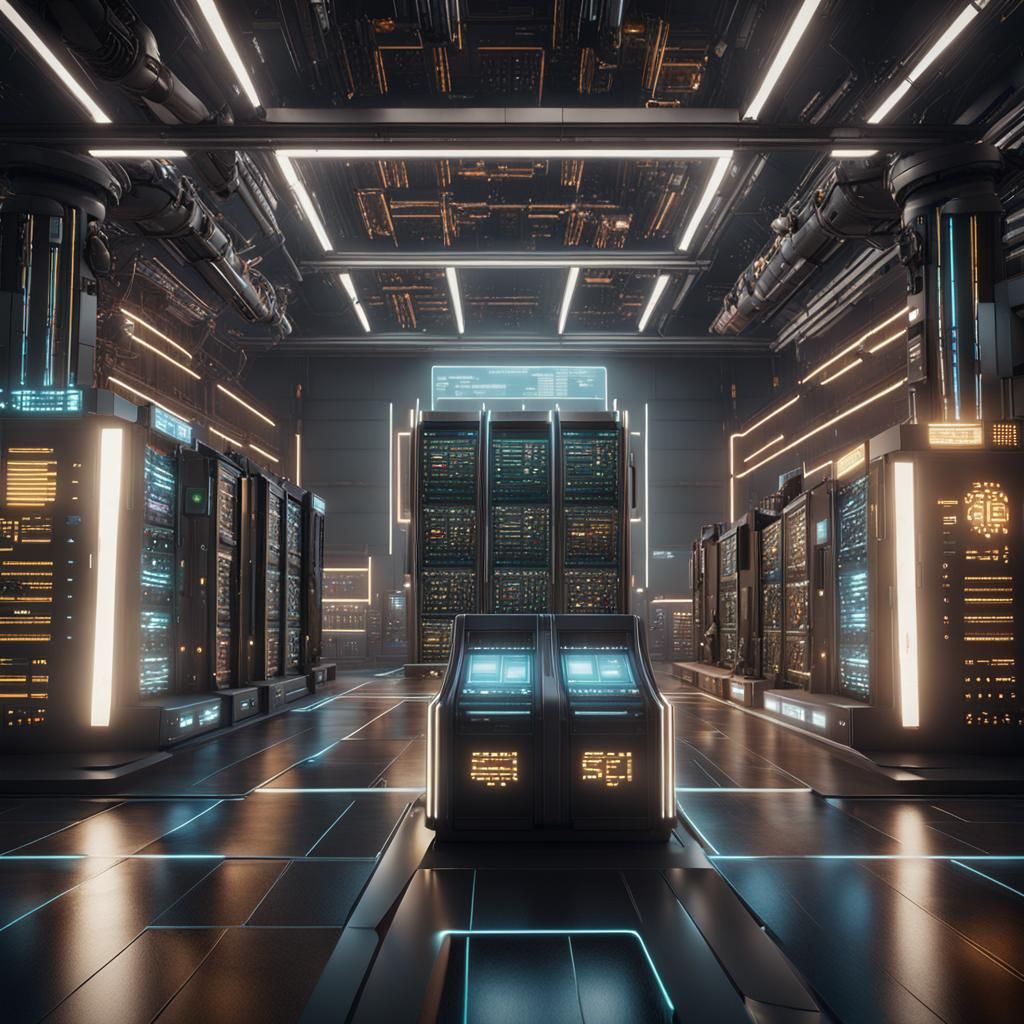 Large supercomputer terminal. Old, but high-tech. - AI Generated ...