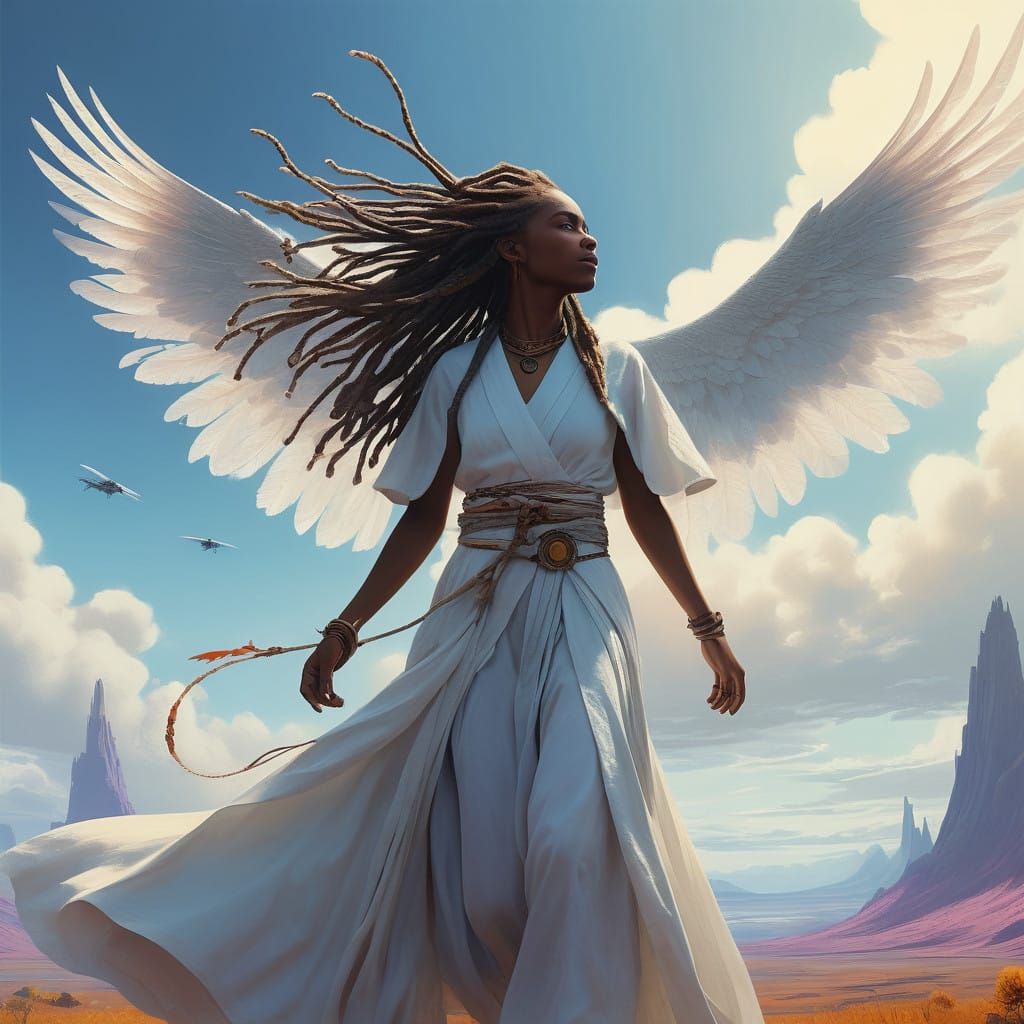 Dreadlocks Goddess Radiates Serenity in Celestial ... - AI Art