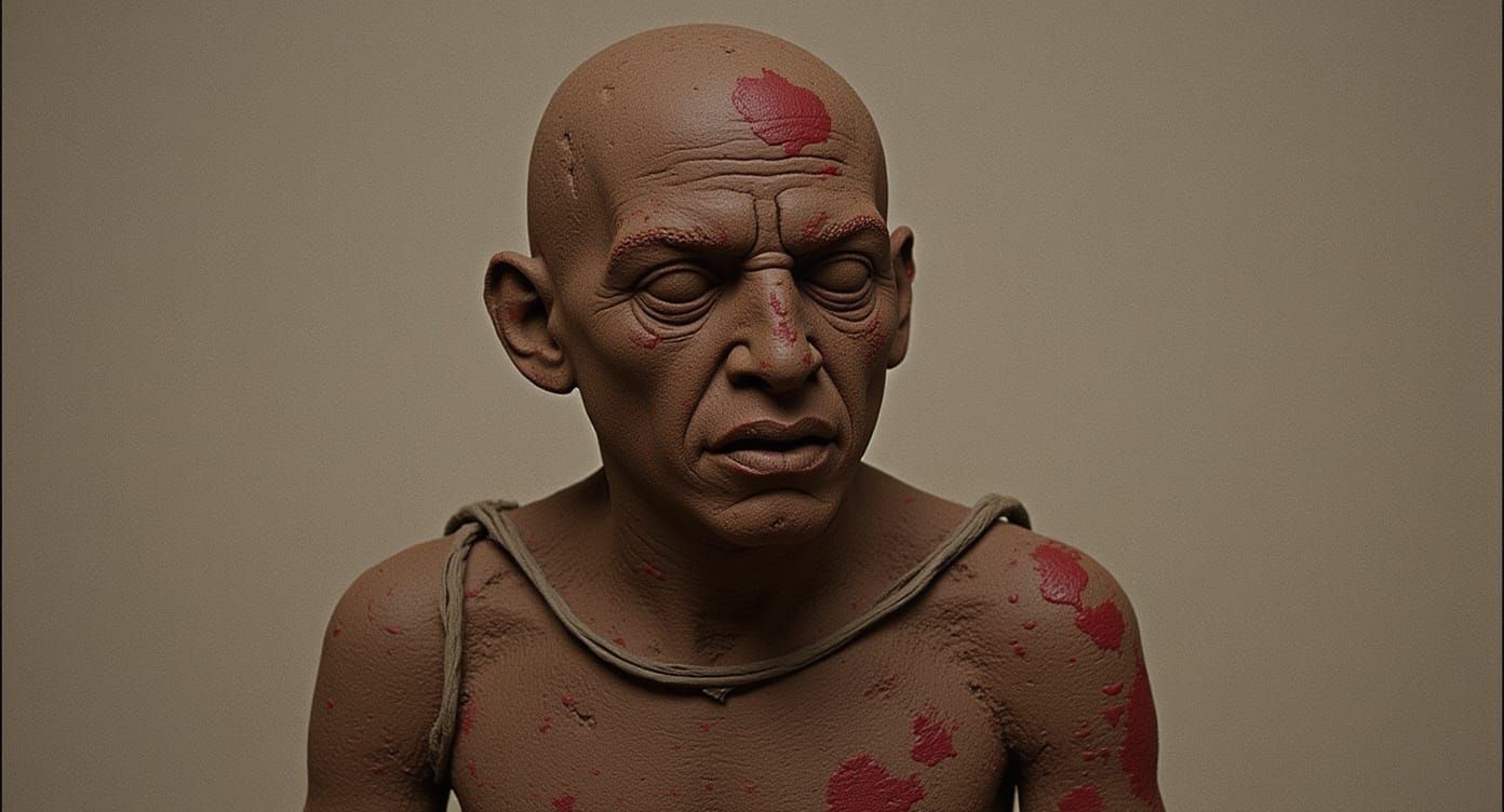 Distorted Anthropomorphic Sculpture in Raw Outside... - AI Art