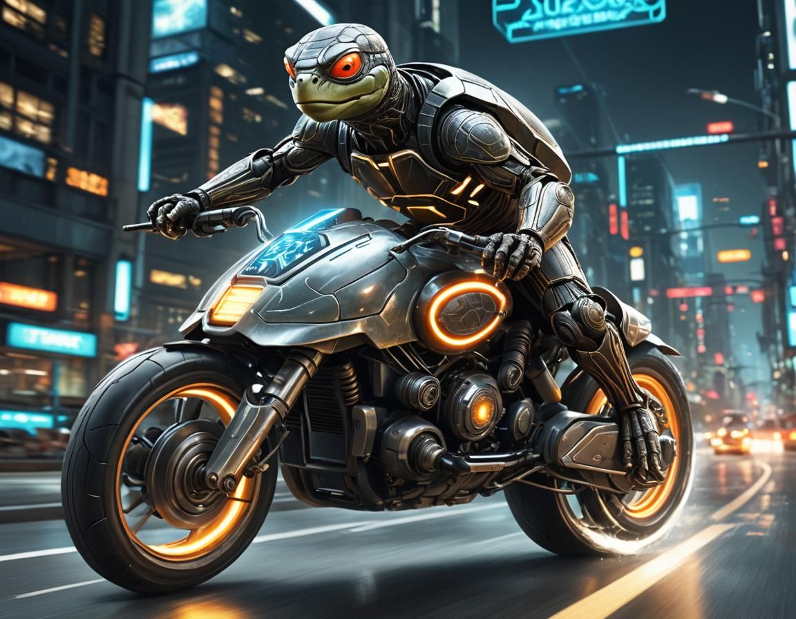 Cyberpunk Turtle rider - AI Generated Artwork - NightCafe Creator