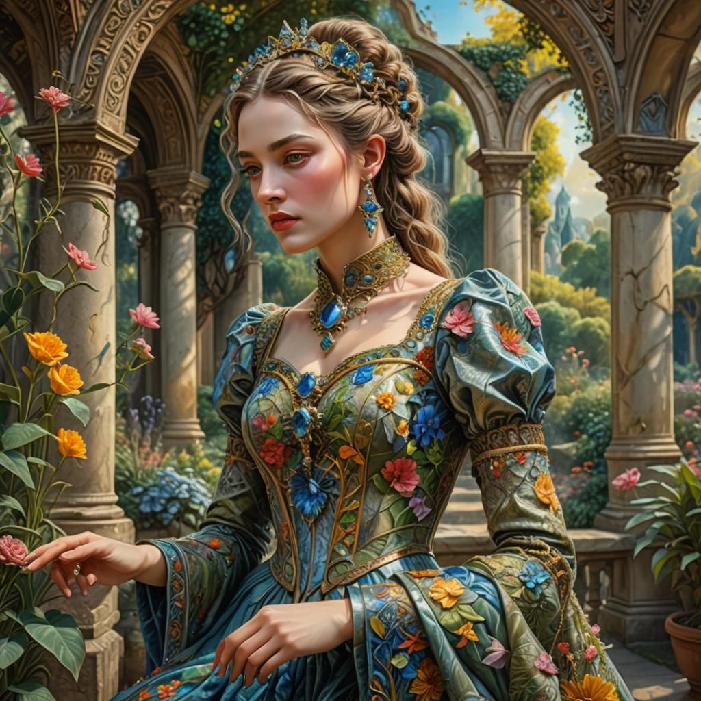 A goddess in flowering garden - AI Generated Artwork - NightCafe Creator