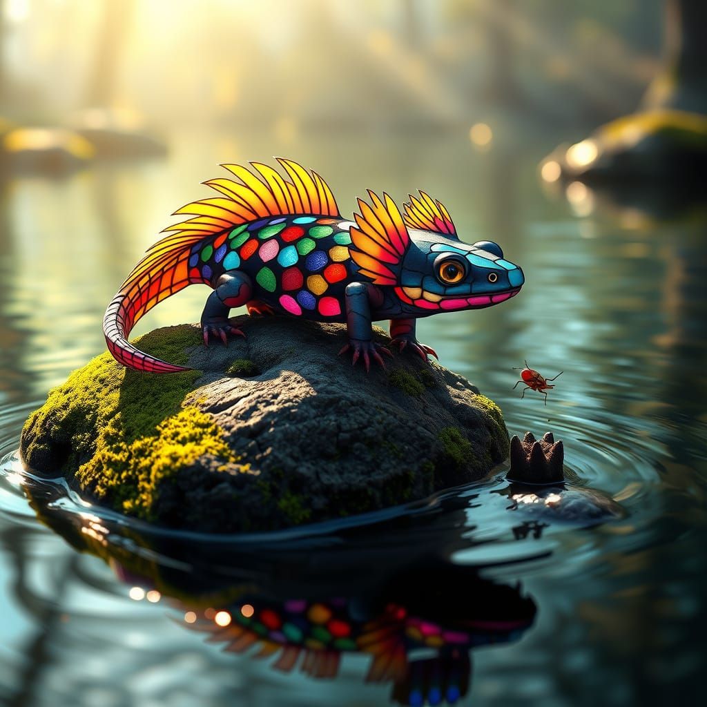 Stained Glass Axolotl 3 - Stained Glass Axolotl Majesty