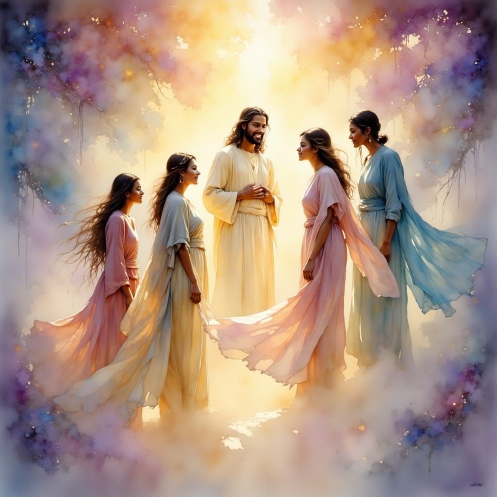 A Gathering With Jesus in Heaven - Angel Figures Ascend to ...