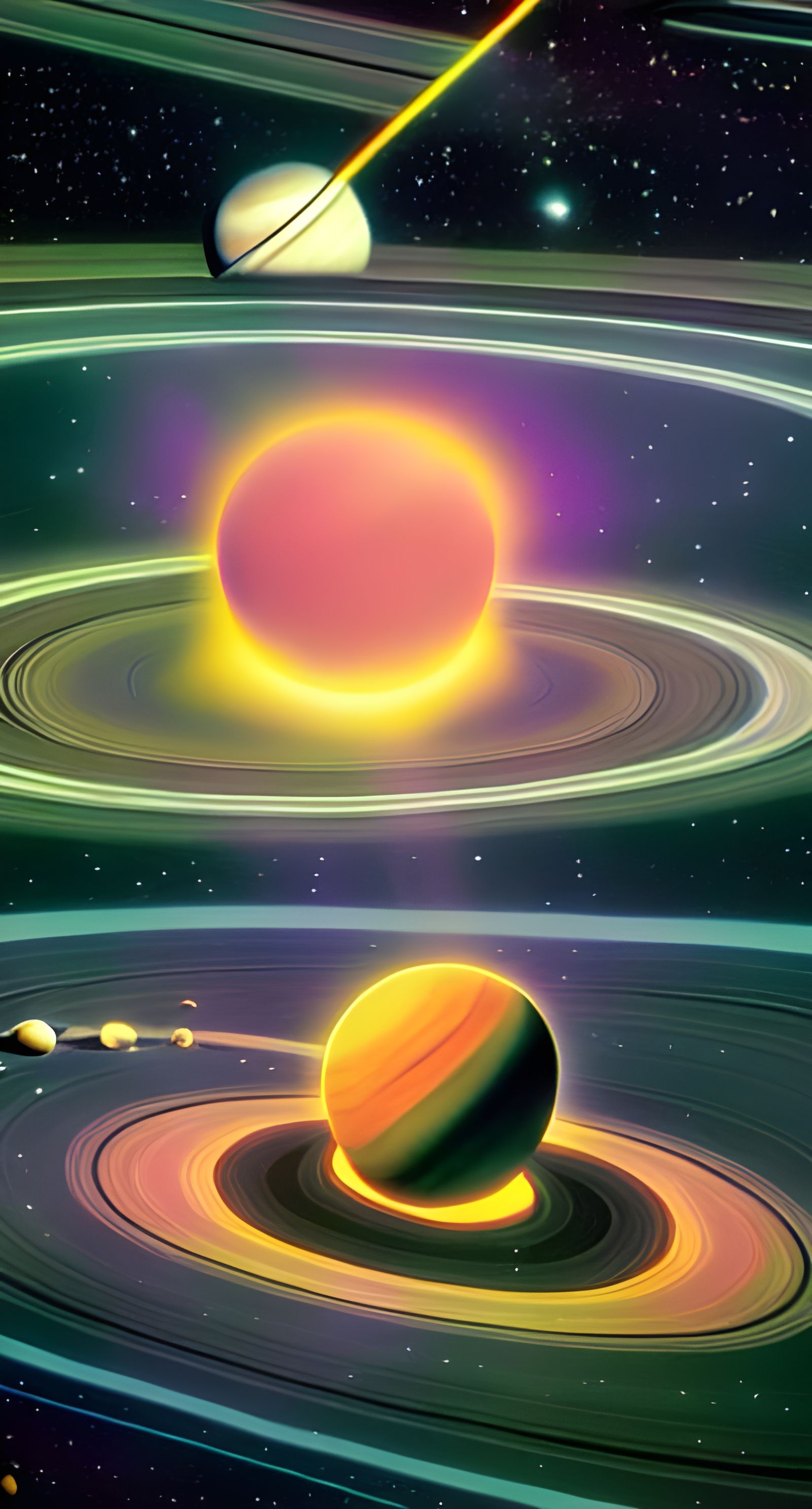 Saturn consuming the Solar System #film glowing neon holographic ...