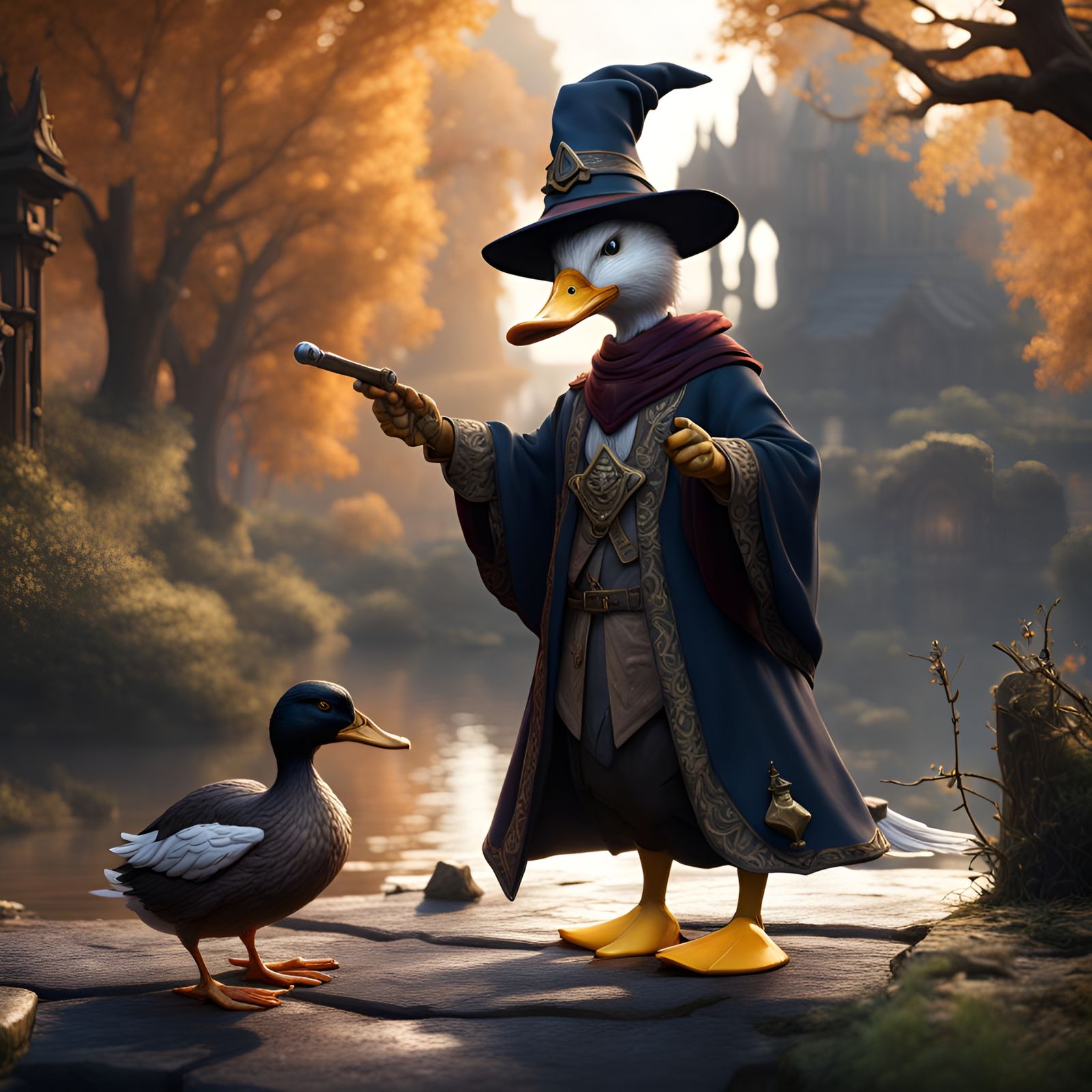 A duck dressed as a black mage - AI Generated Artwork - NightCafe Creator