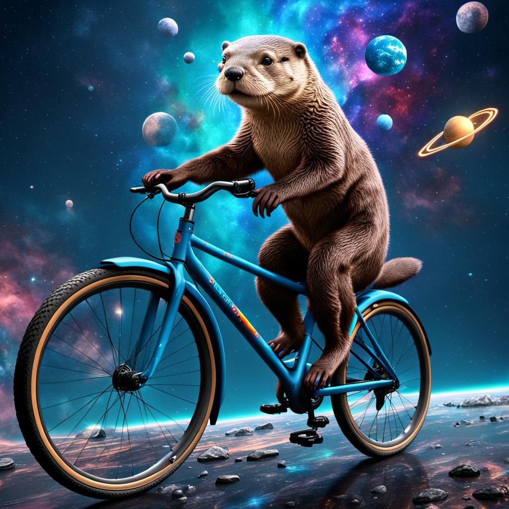 Space Otter on a Bicycle - AI Generated Artwork - NightCafe Creator
