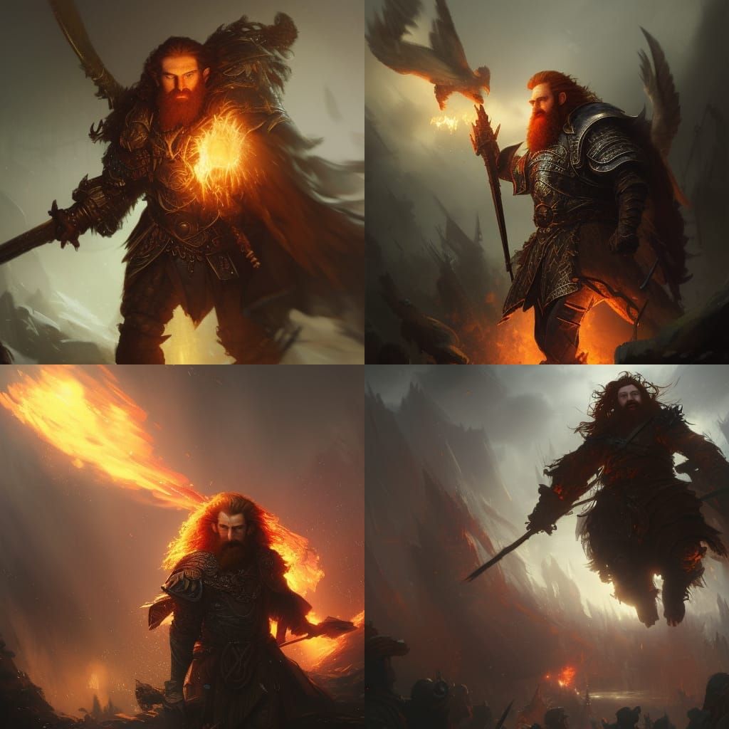 Ginger Thorin Phoenix Knight Half Azer Dwarf - AI Generated Artwork ...
