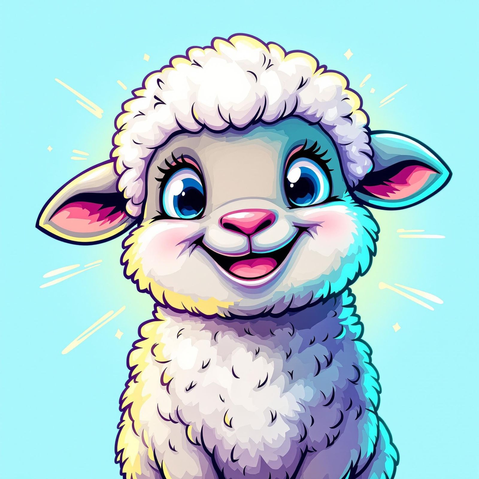 Silly Little Lamb - Silly Little Lamb in Cartoon Comic Styl...