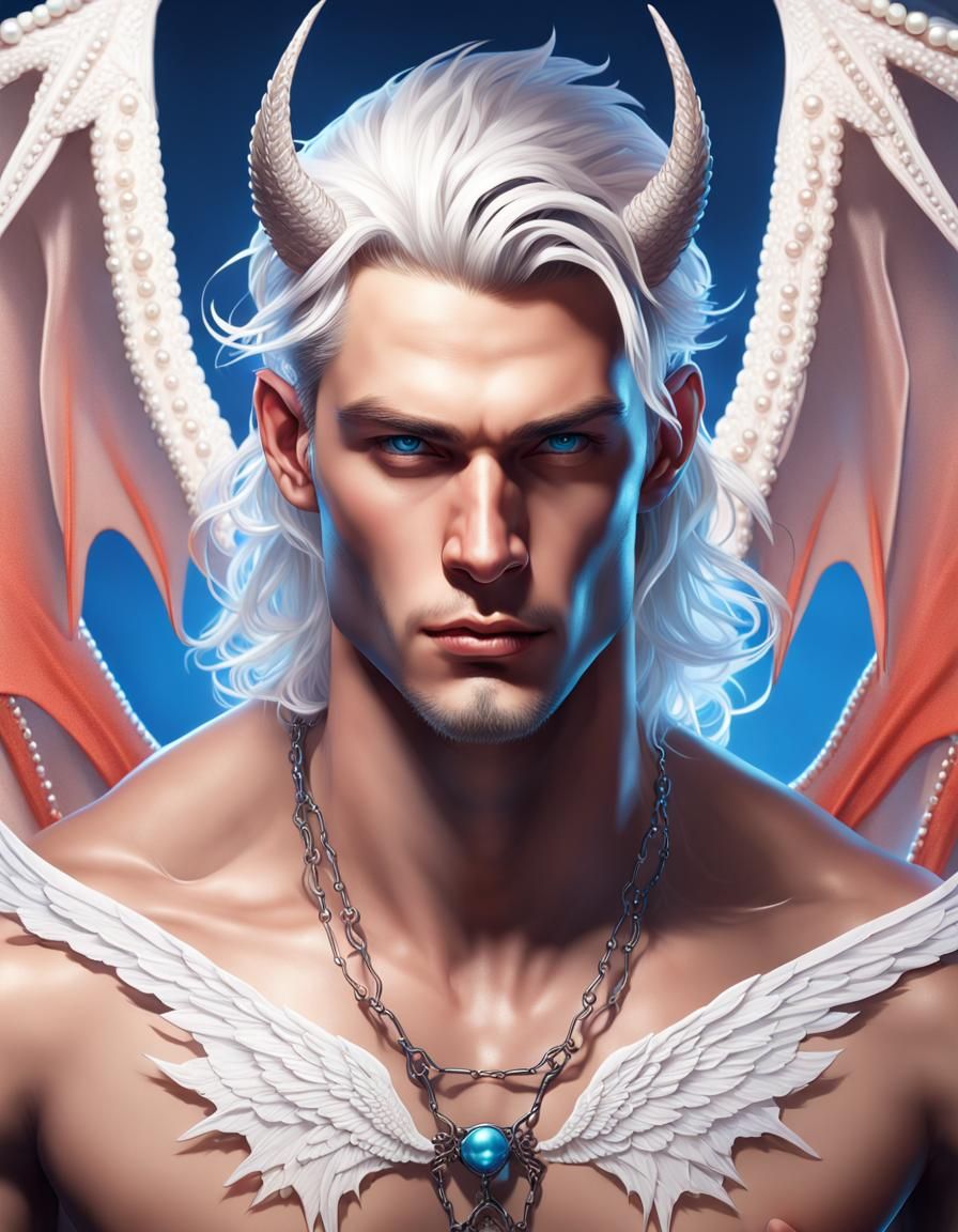 handsome, athletic male, attractive, lacy thong, pearl harness, devil ...