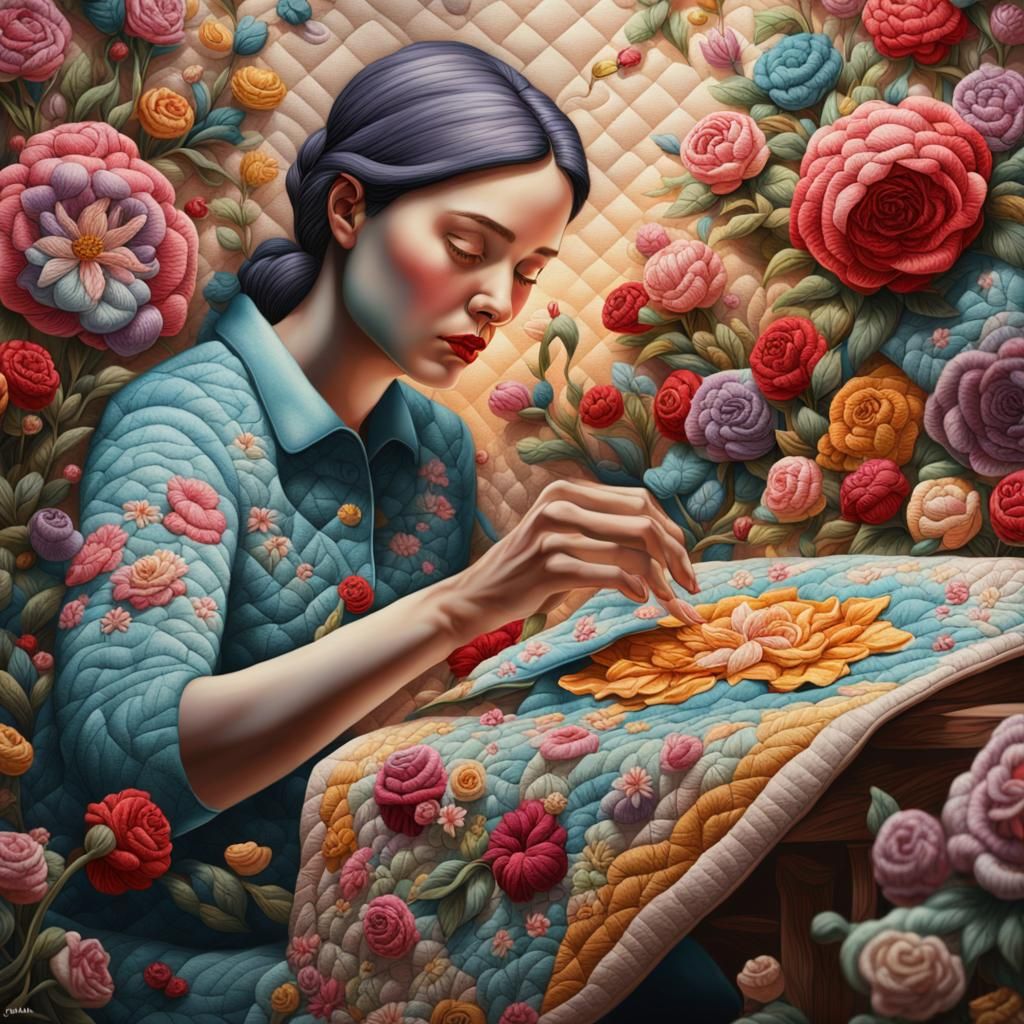 Quilter at work - AI Generated Artwork - NightCafe Creator