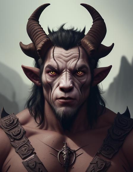satan goat man massive muscular muscle, 8k resolution concept art portret