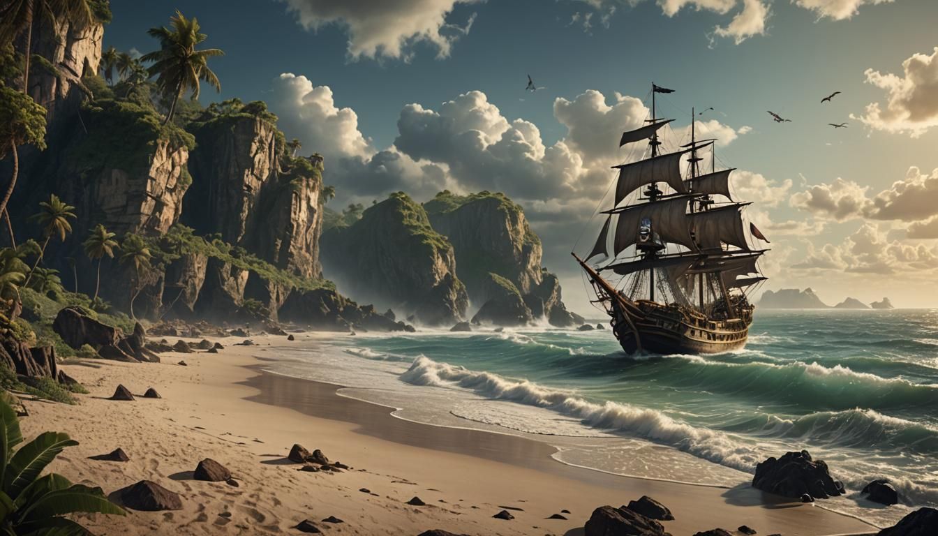 Pirate Beach - AI Generated Artwork - NightCafe Creator