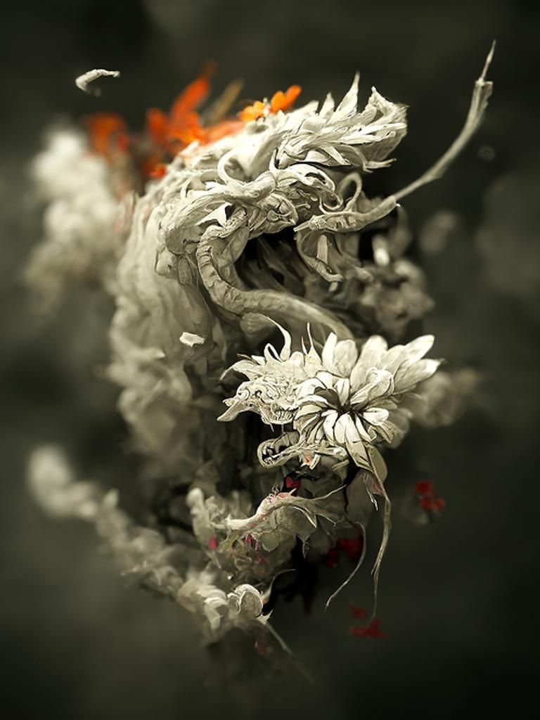 Dragon Breathing Out Flowers; dragon blowing flowers from dragon mouth ...