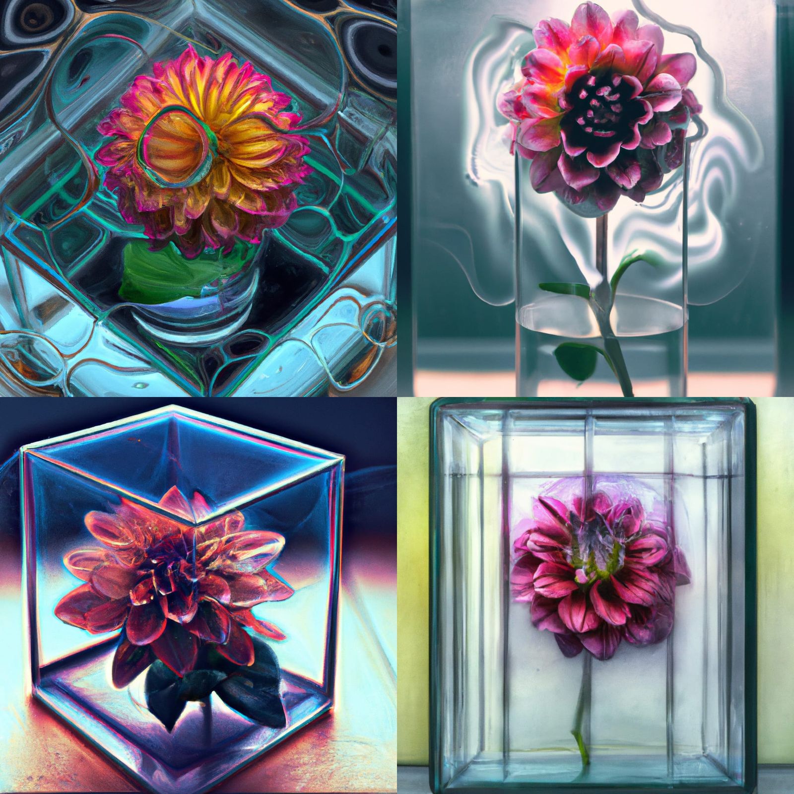 A Dhalia flower in a glass box - AI Generated Artwork - NightCafe Creator