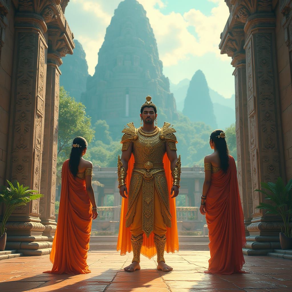 Majestic King Rantideva in Ancient Indian Grandeur - AI Art