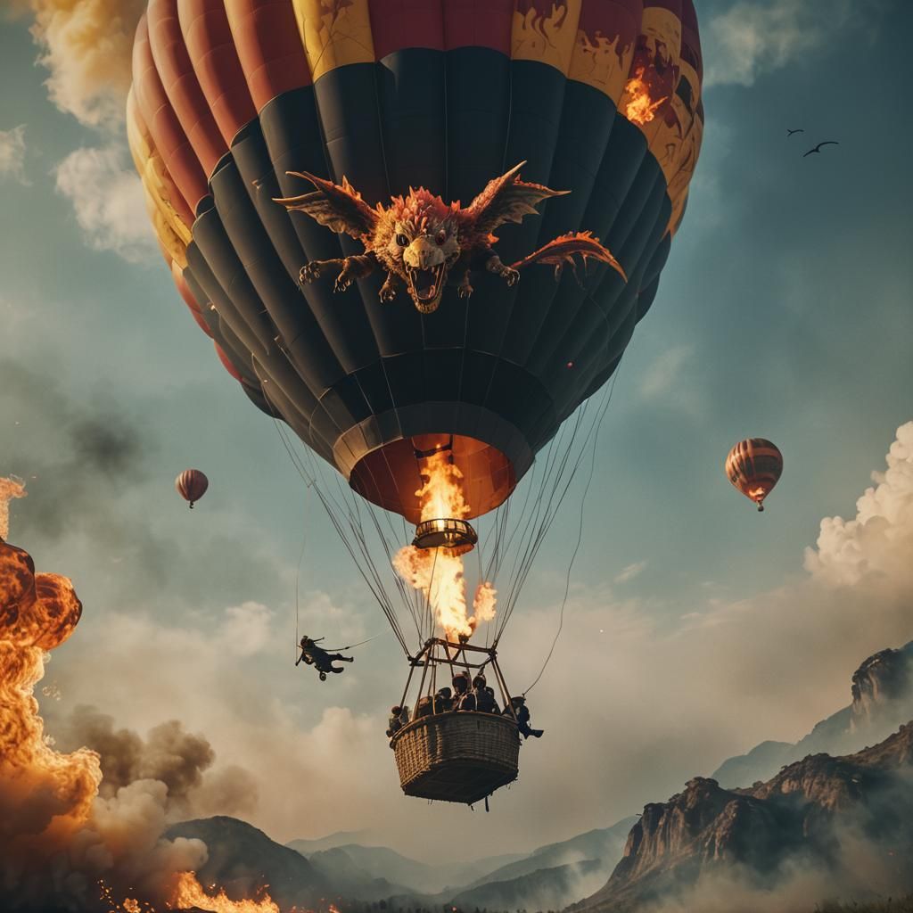 Hot Air Balloon Mayhem - AI Generated Artwork - NightCafe Creator