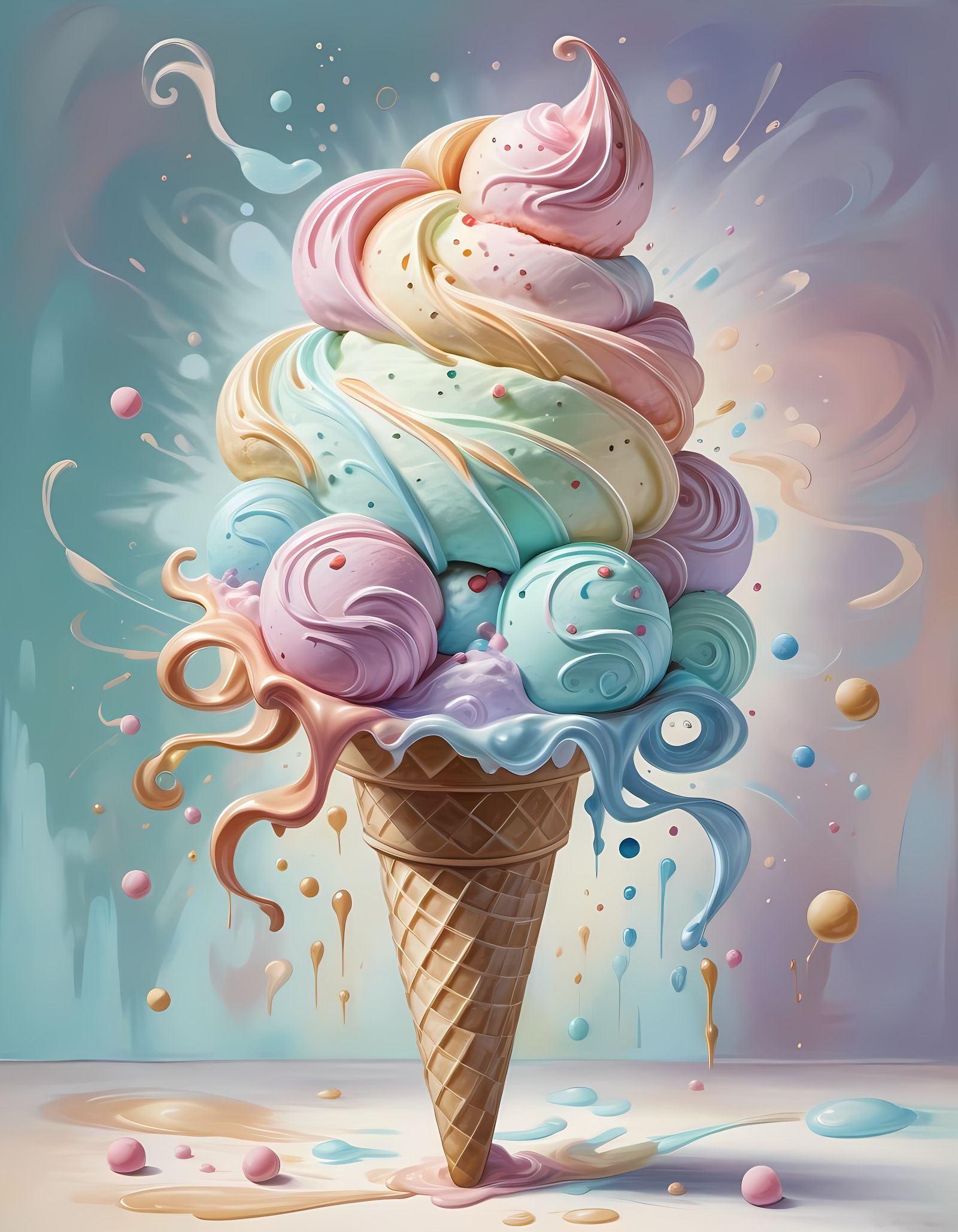 Frozen Elegance - Whimsical Renaissance Ice Cream Cone Dance