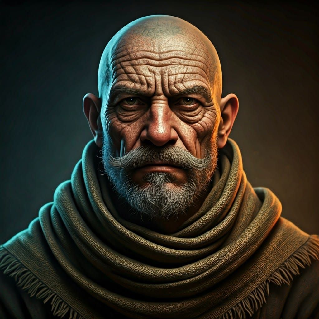 Grizzled Human Magic-User - Mystical Magic-User in Earthy, A...