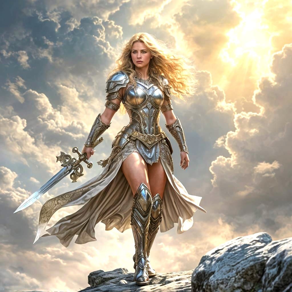 Epic valkyrie goddess - Goddess of War Ascends in Radiant Gl...