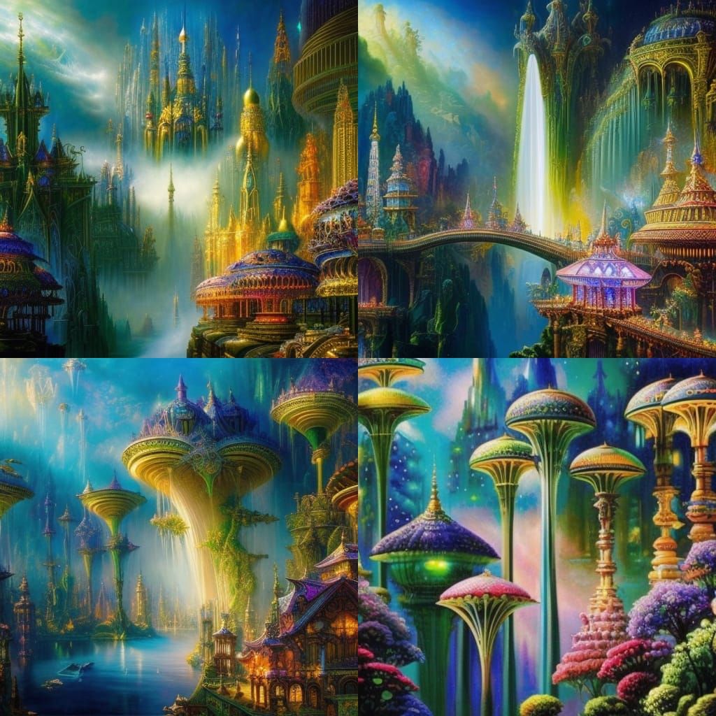 a beautiful translucent futuristic city with fantastical formations ...