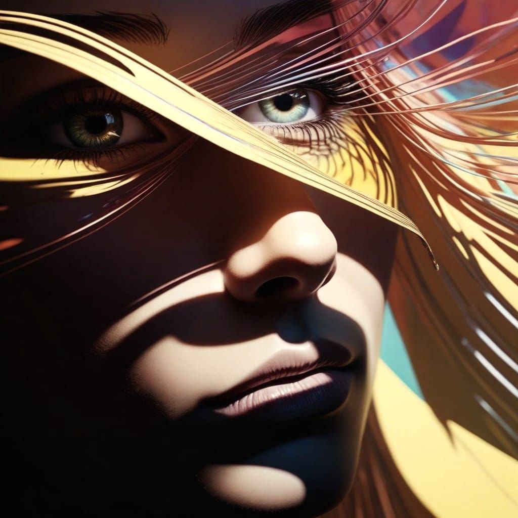 Ethereal Woman in Vibrant, Weathered Resin Art - AI Art