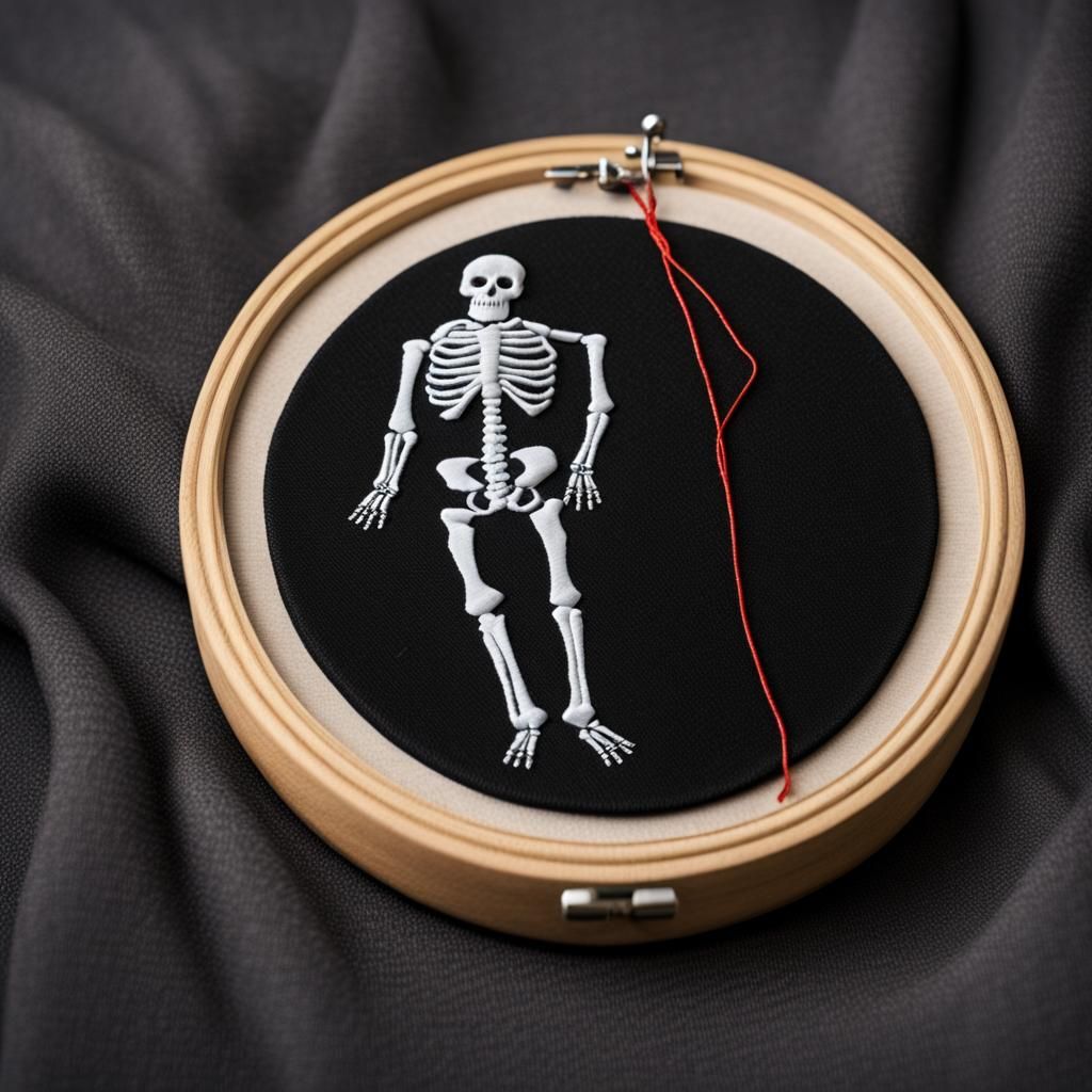Embroidered Skeleton - AI Generated Artwork - NightCafe Creator